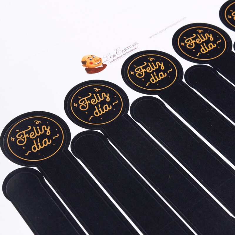 Sticker para sellado feliz día en negro x 12 unidades | Los Cartujos ...